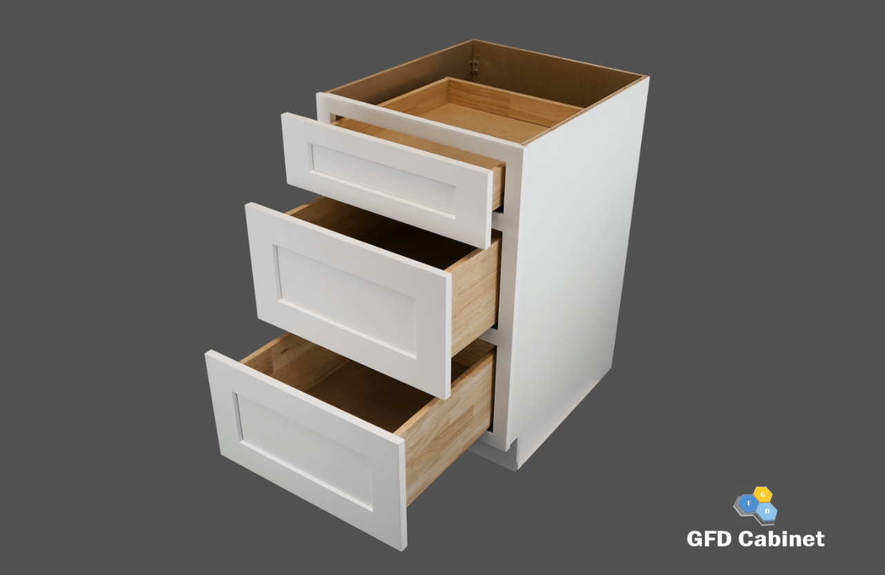 3DB36 Shaker Style Base Cabinet with 3 Drawers 36" Wide – Granite ...